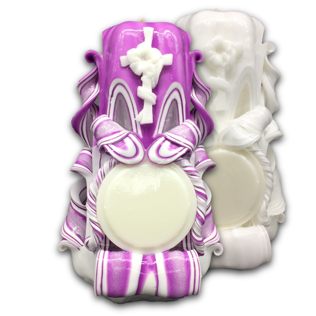Carved Candles | Floral Cross | ~18cm | Memorial Candles